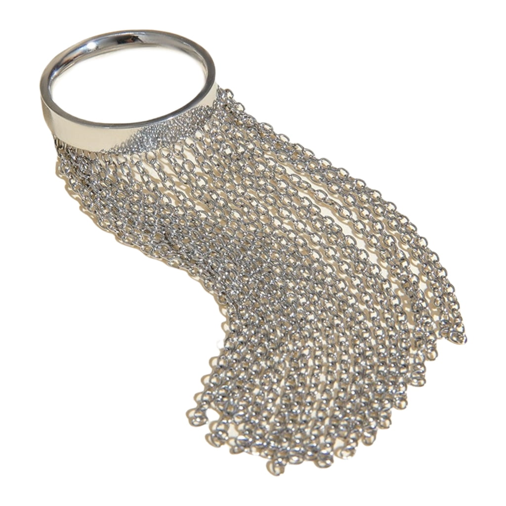 Adjustable Size Ring Accessory Stainless Steel Ring with Chain Fringes ...