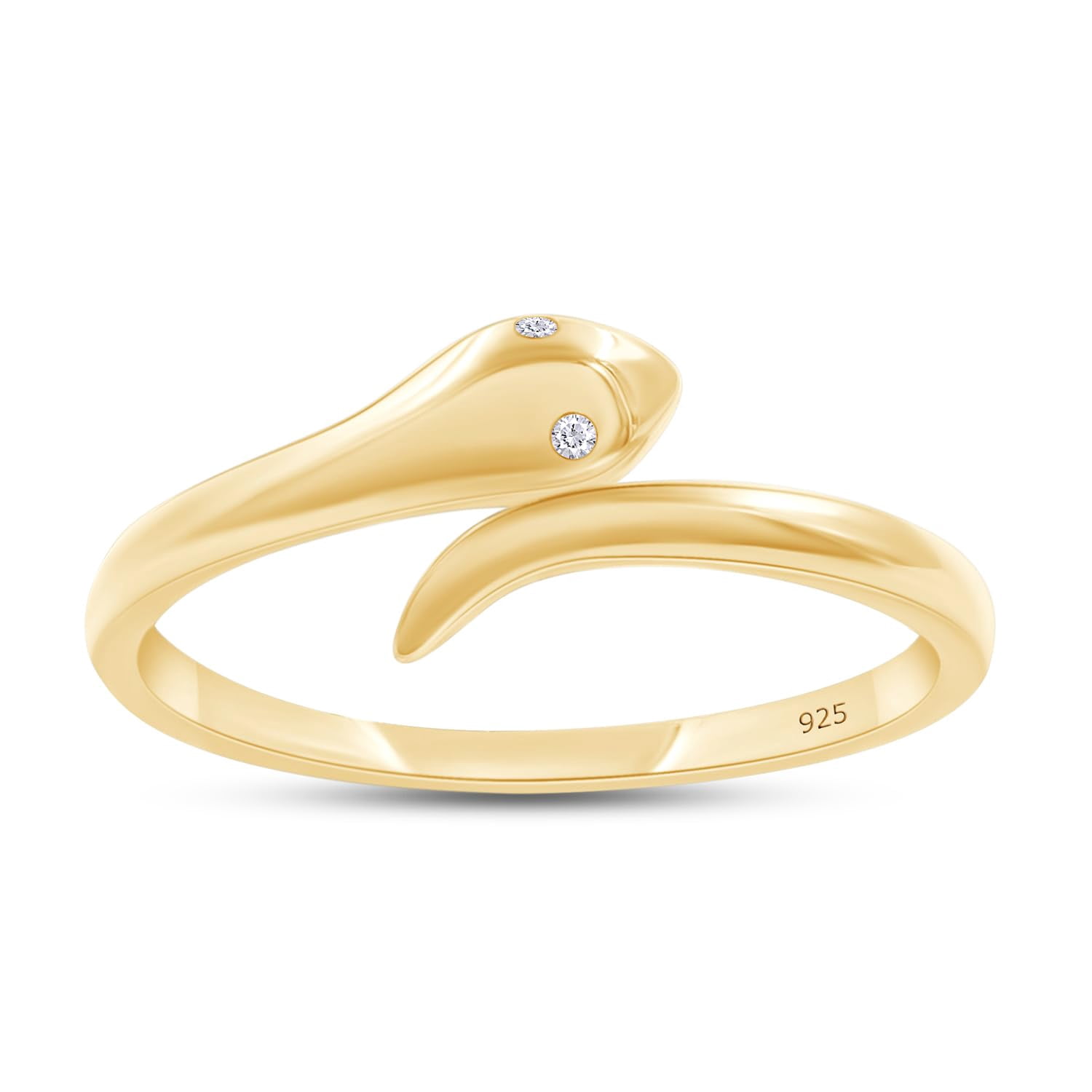 Adjustable Snake Ring | Round Sparkling White Cubic Zirconia Open Snake ...