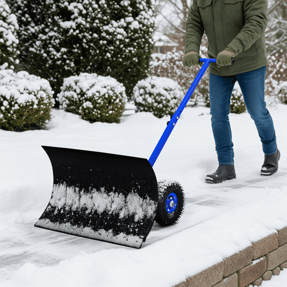 Adjustable Snow Plow with Inflatable Wheels, T-Handle Human-Powered ...