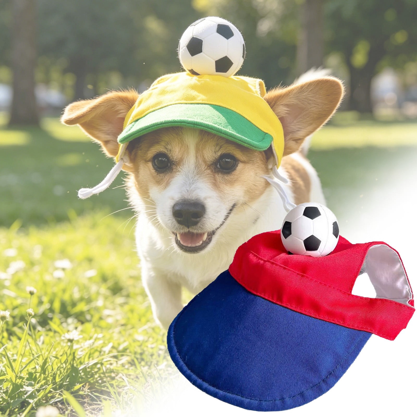 Adjustable Soccer Football Dog Hat with Ear Holes, Novelty Sports Pet ...