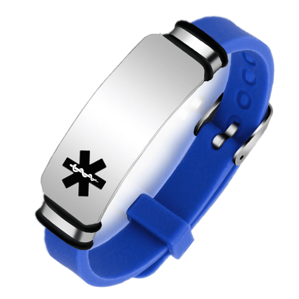 Adjustable Soft Medical Alert ID Silicone Bracelet for Adults Kids ...