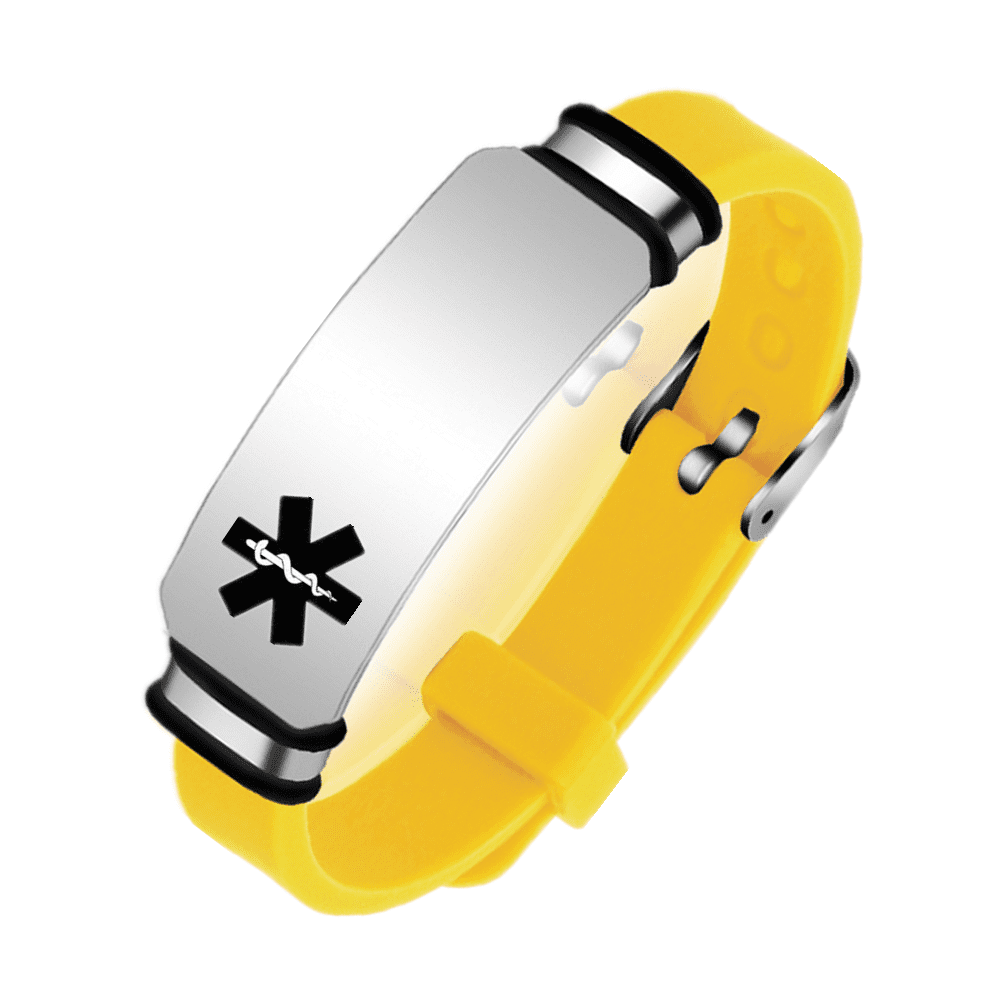 Adjustable Soft Medical Alert ID Silicone Bracelet for Adults Kids, Personalized Name ICE ...