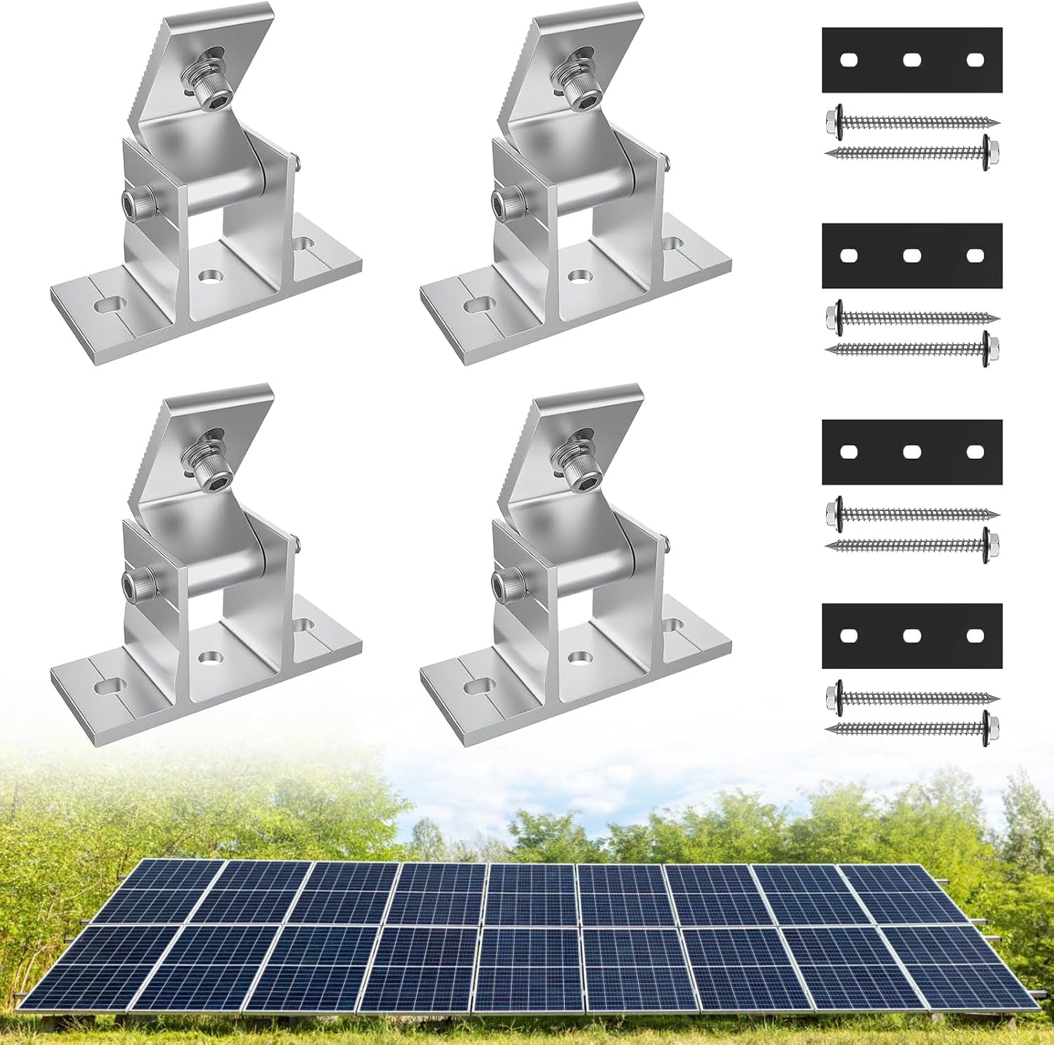 Adjustable Solar Panel Mount Bracket Base, 4 Pcs Tilt Angle 10°- 60 ...