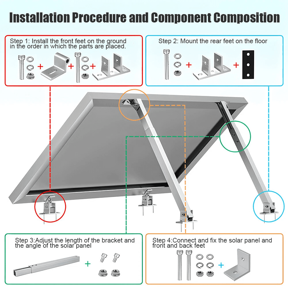 Adjustable Solar Panel Mounting Brackets (15°-30° Tilt) - AL6005-T5 ...