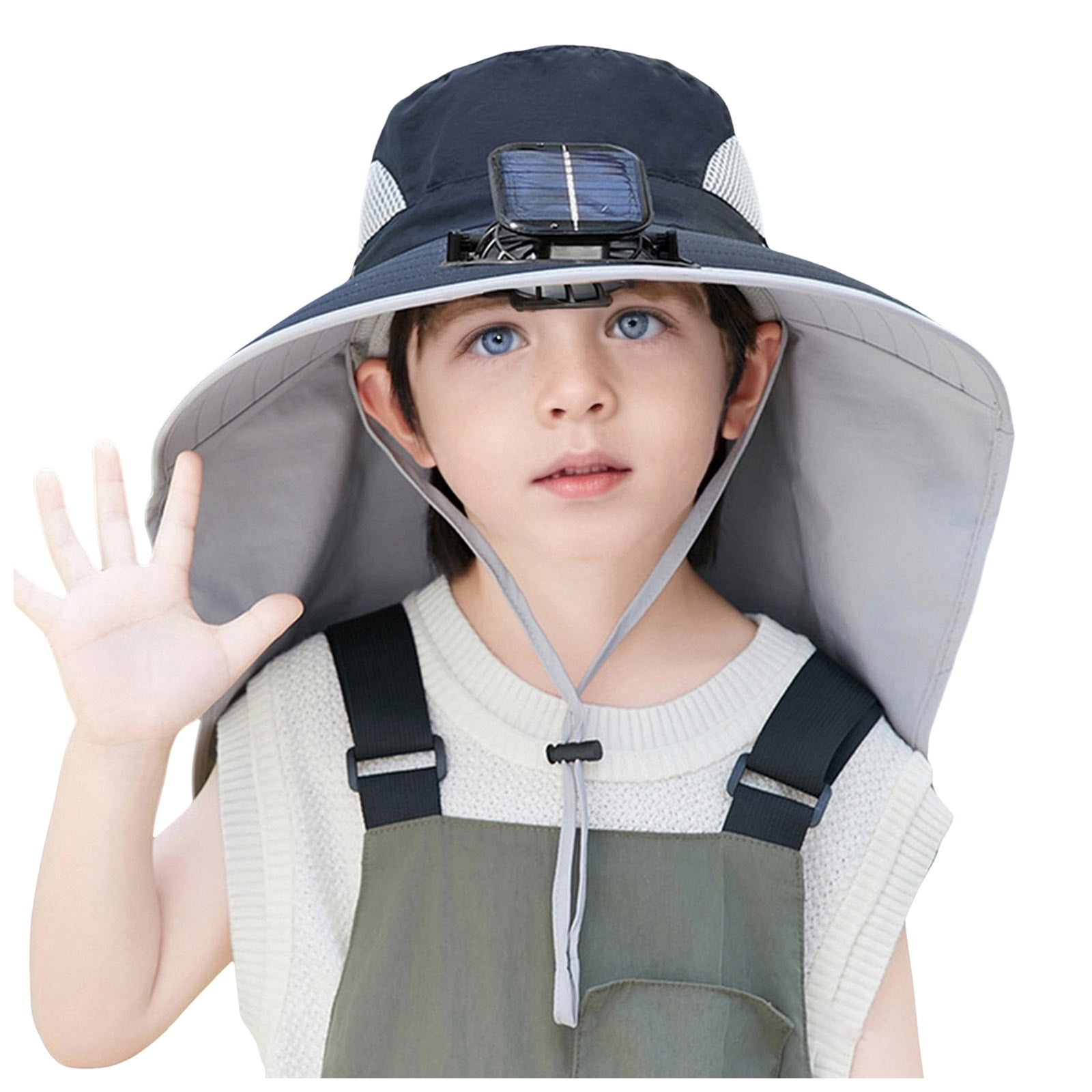 Adjustable Solar-Powered Kids Fan Hat - 360° Cooling, Machine Washable ...