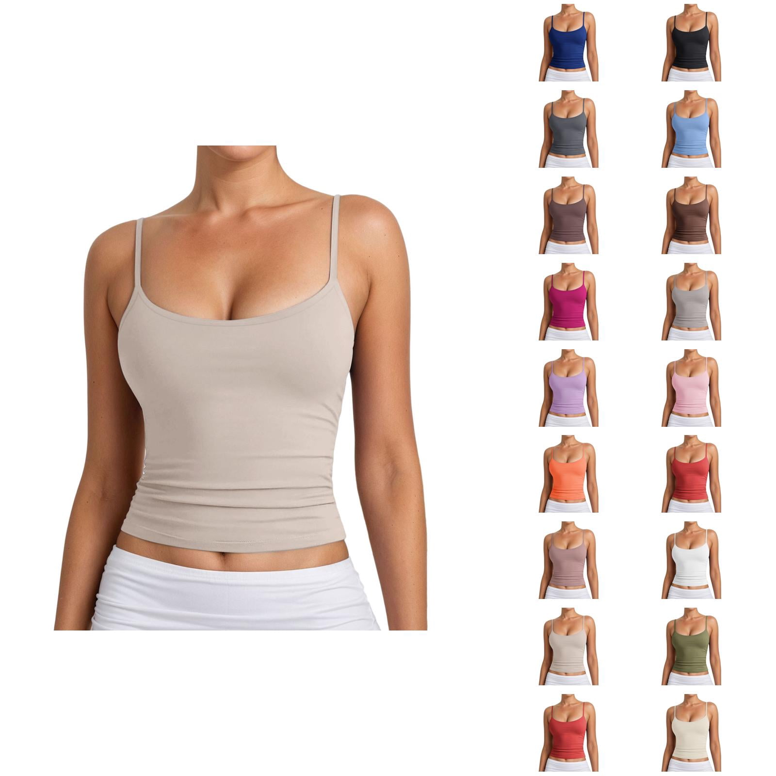 Adjustable Spaghetti Strap Camisole Top Ribbed Knit Sleeveless For ...