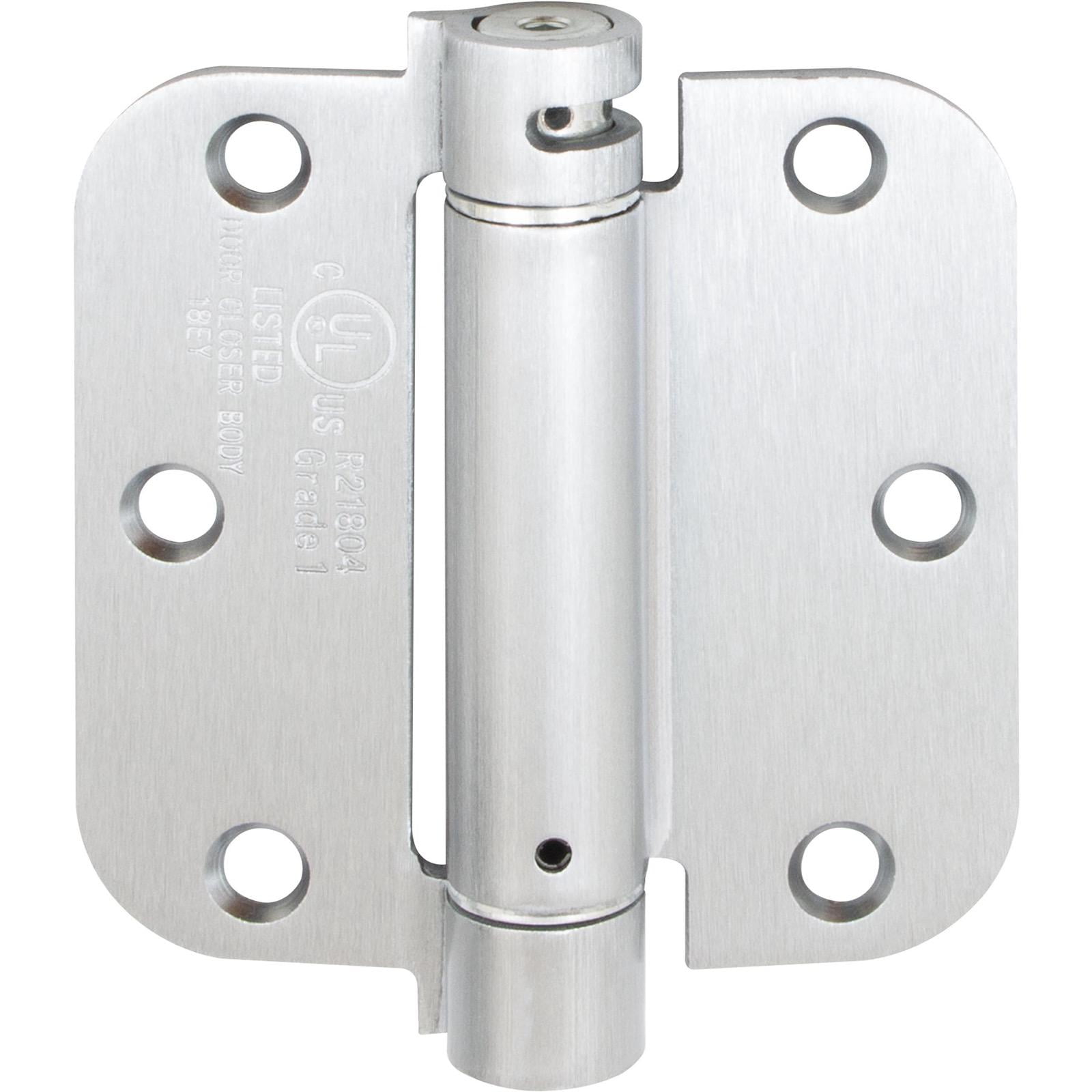 Adjustable Spring Hinge, 3-1/2 Inches, 5/8" Radius Corner, Satin Chrome ...