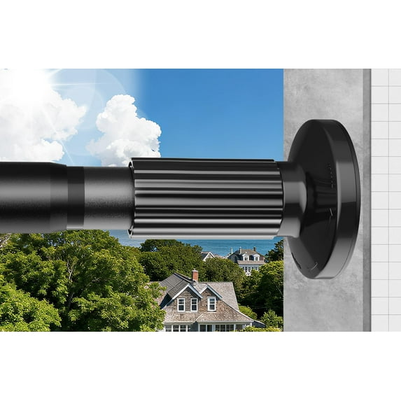 Adjustable Spring Tension Rod 51-166 Inch, Heavy Duty No Drill Curtain Rod for Window Patio ...