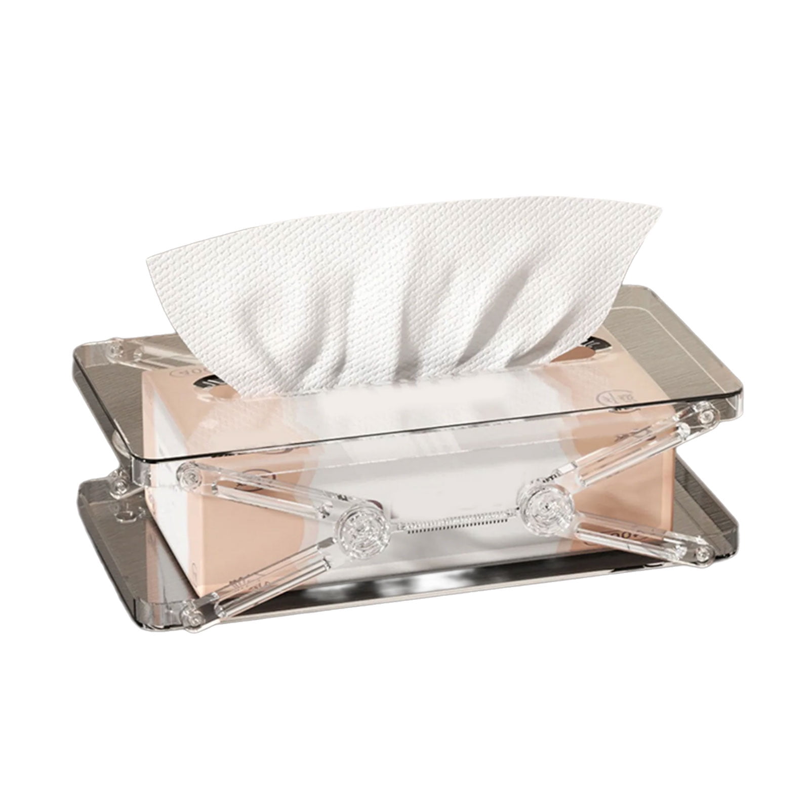 Adjustable Spring Tissue Box Dispenser with Lift-Up Tray, Multipurpose ...