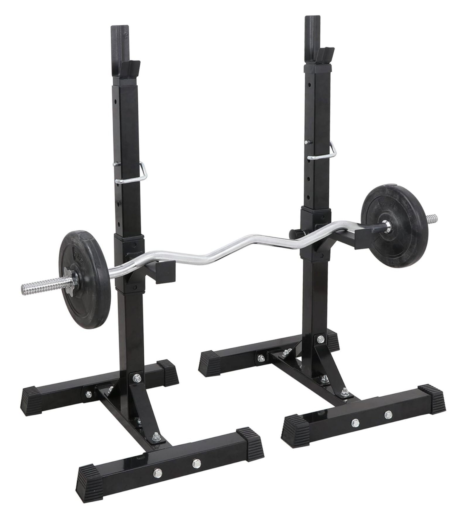 Adjustable Squat Rack Pair 41"-66" Sturdy Steel Barbell Bench Press ...