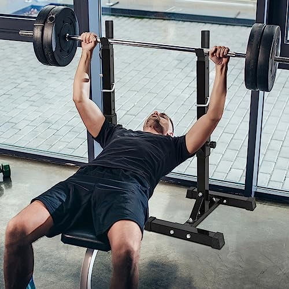 Squat Rack Stands Pair of Sturdy Steel Bench Press Rack, Barbell Rack ...