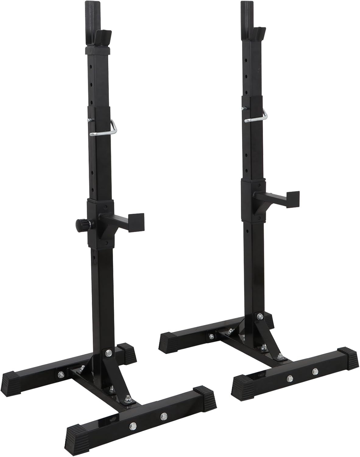 Adjustable Squat Rack Stands Pair of Sturdy Steel Bench Press Rack ...