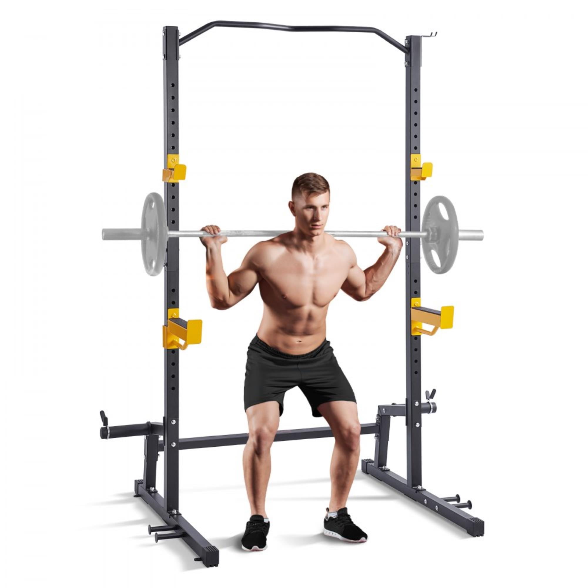 Adjustable Squat Stand Power Rack with Pull-Up Bar, Weight Plate ...