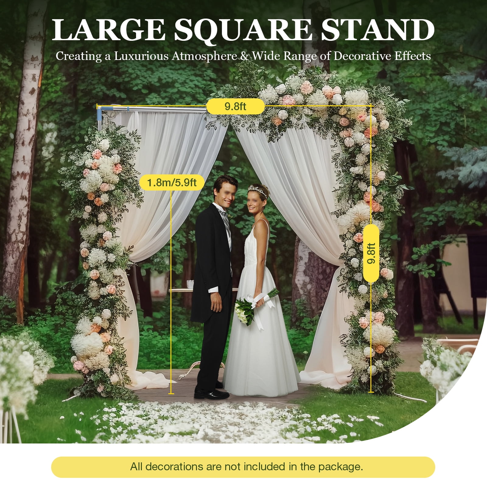 Adjustable Stainless Steel Backdrop Stand - 3x3m Wedding and Party ...
