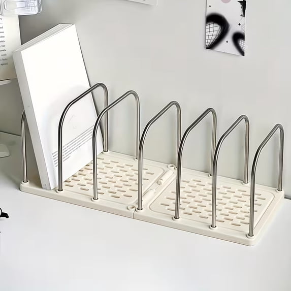 Adjustable Stainless Steel Desktop Bookshelf - Vertical Small Storage ...