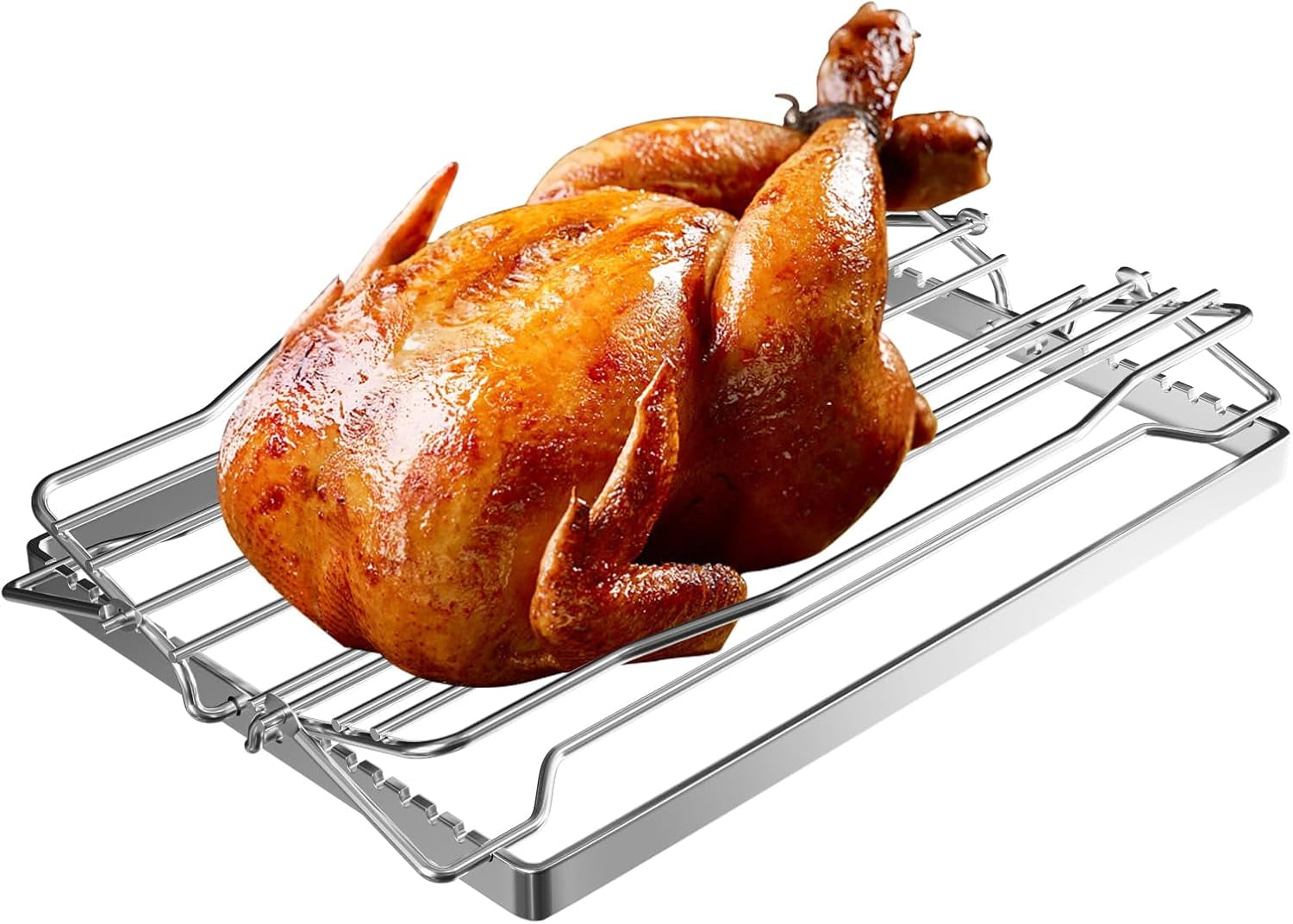 Adjustable Stainless Steel Turkey Roast Rack, Foldable V-Shaped ...