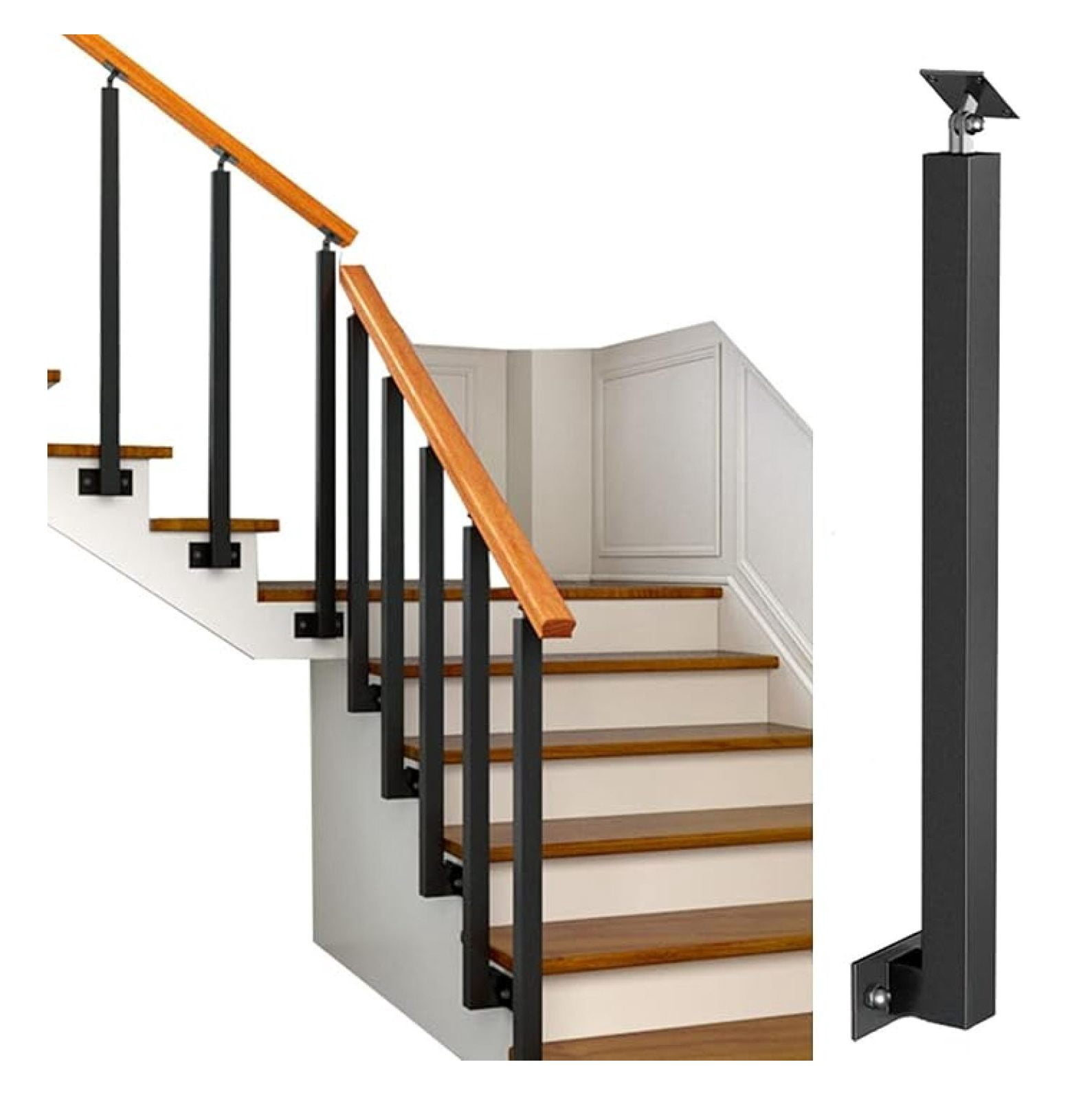 Adjustable Stairs Banister Spindle Post, Side Mount Handrail Railing ...