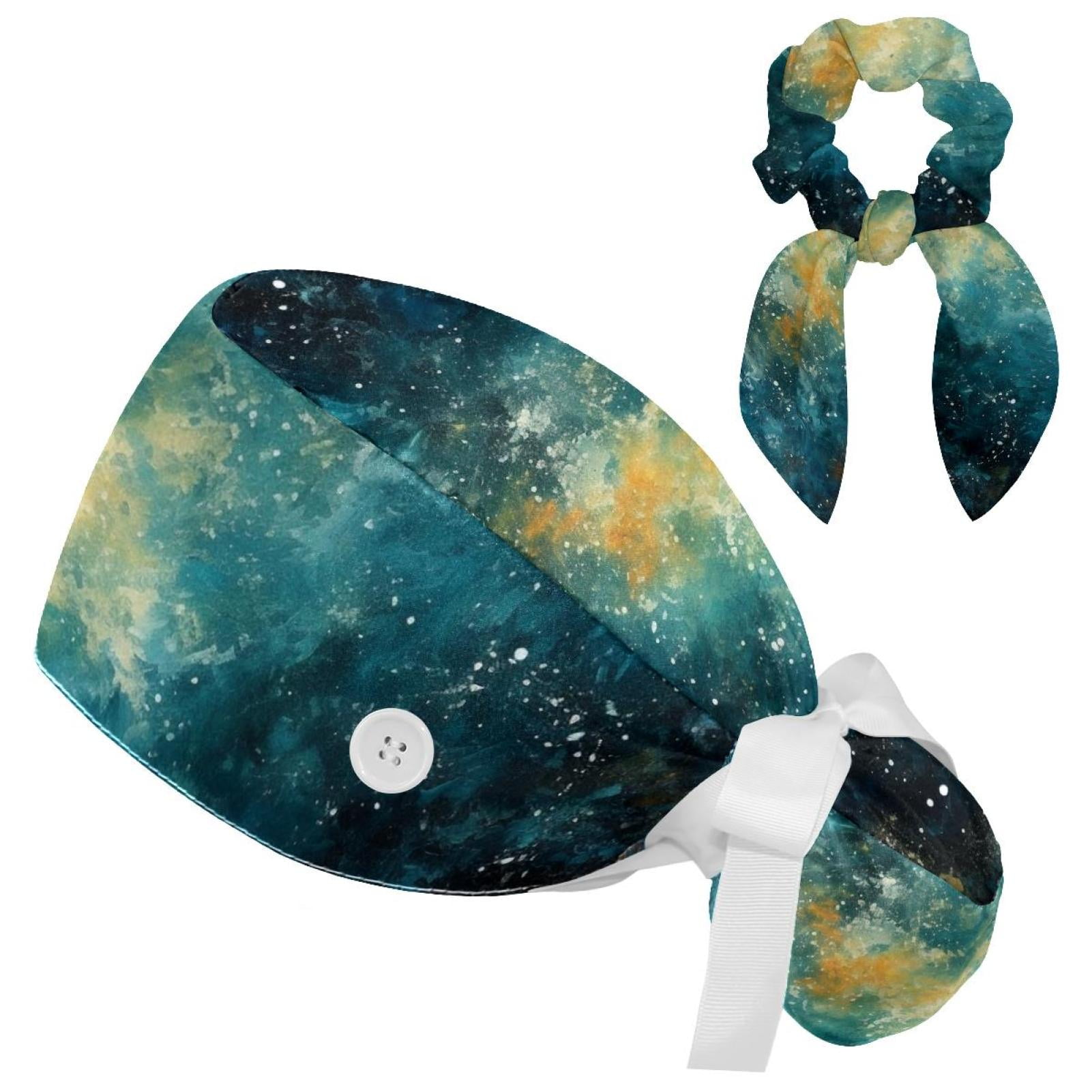 Adjustable Stars Nebula Surgical Scrub Cap with Bow Hair Matching ...