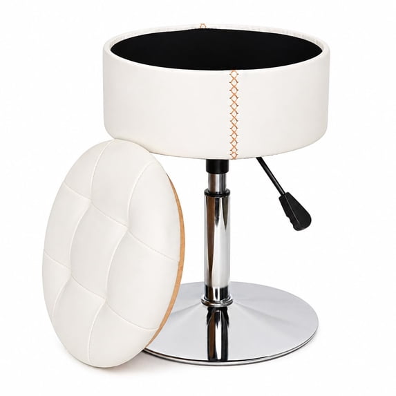 Adjustable Storvanity Stool With Flip-over Wood Tray 360° Swivel Chair ...