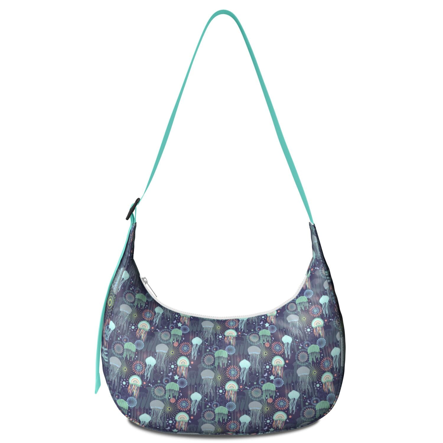 Adjustable Strap Boho Sling Bag with Jellyfish Ocean Waves Coral Shells ...