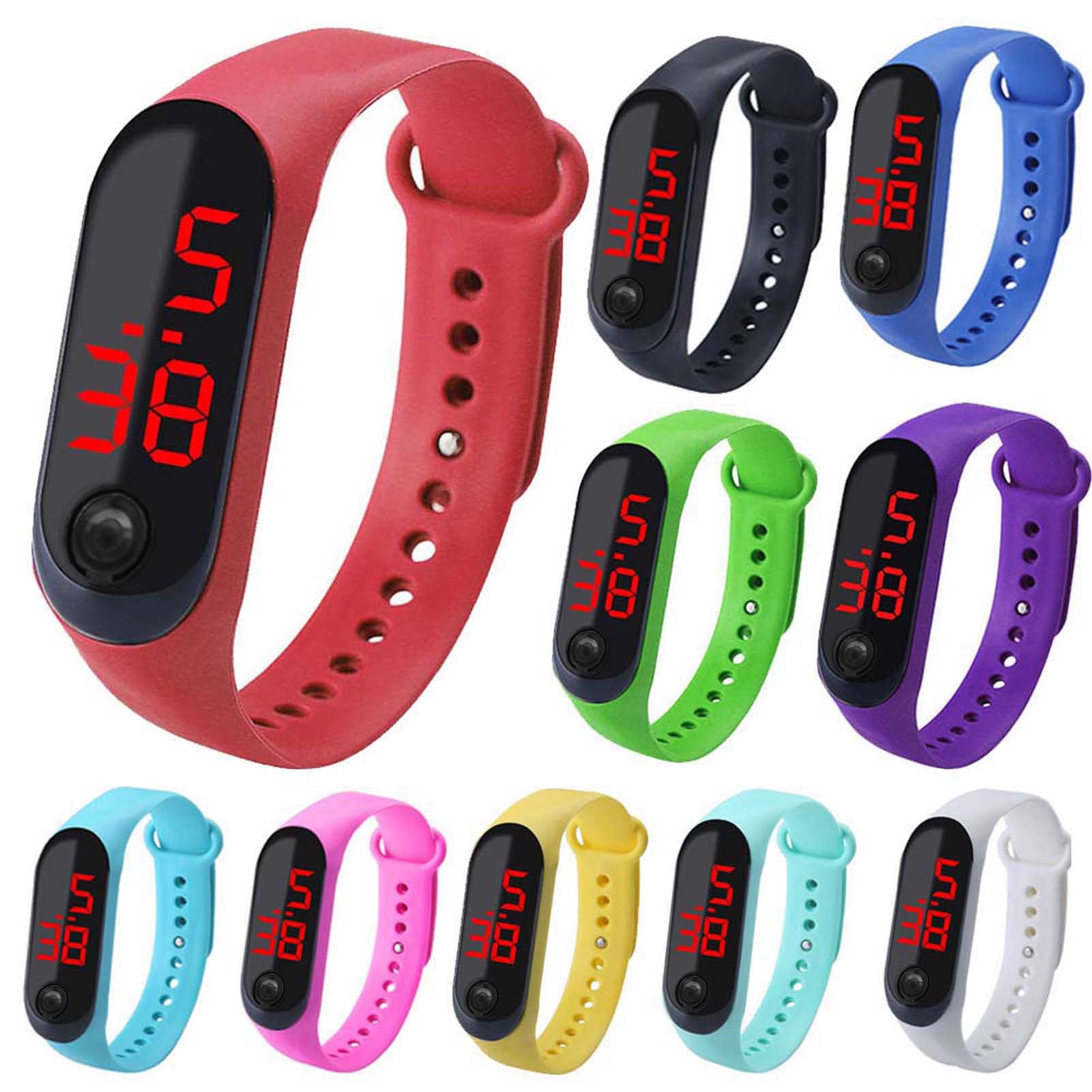Adjustable Strap Button Control LED Display Electronic Digital Watch ...