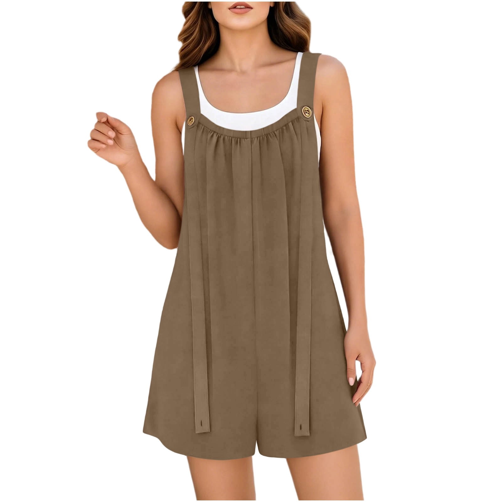 Adjustable Strap Rompers for Women Summer Loose Sleeveless Jumpsuits ...