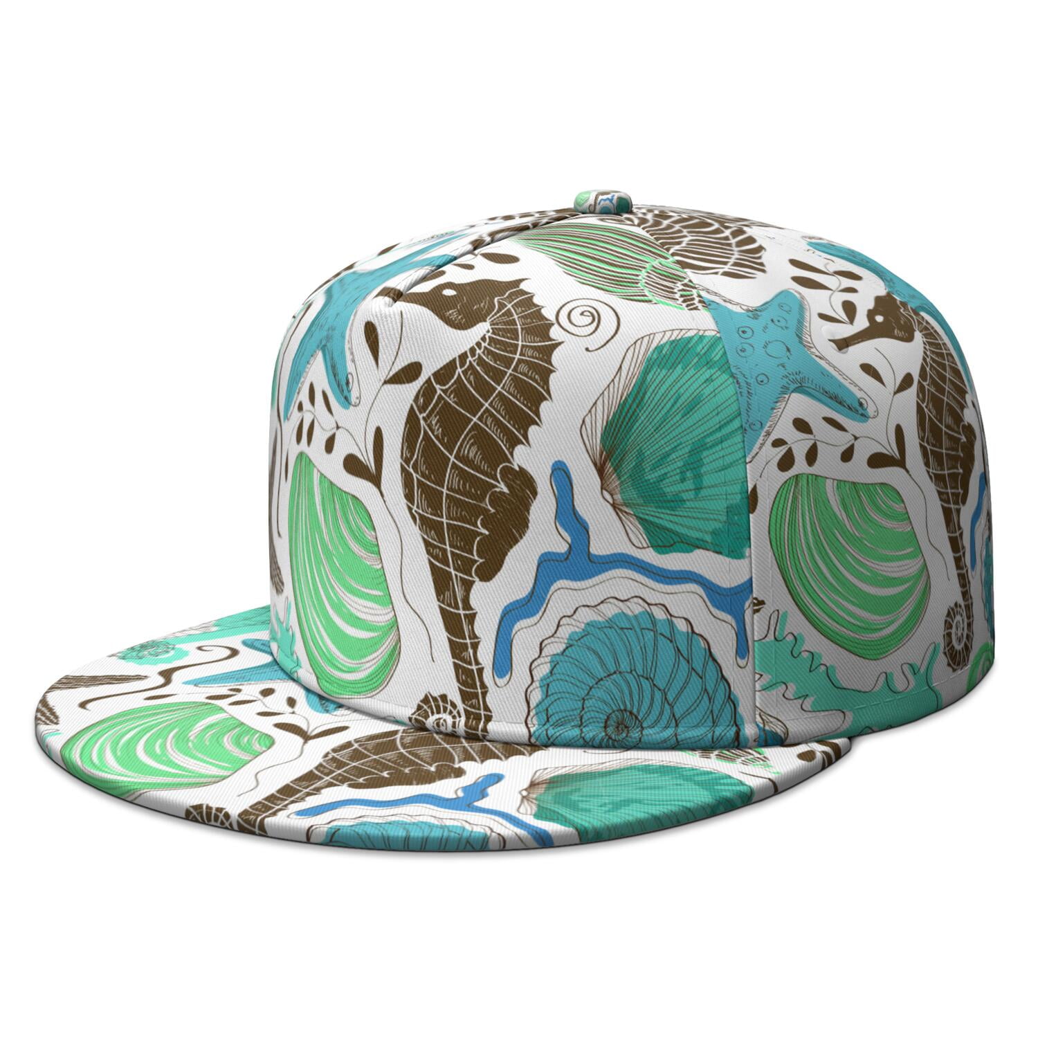 Adjustable Streetwear Cap - Nautical Anchor & Mermaid Vintage Ocean ...