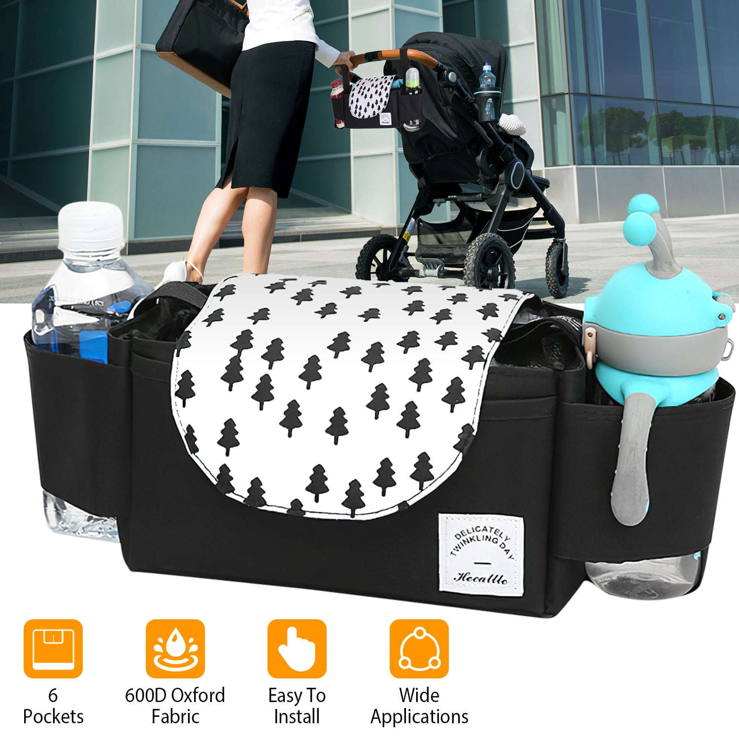 Adjustable Stroller Organizer/Caddy, iNova 6 Pockets Baby Trolley Bag ...