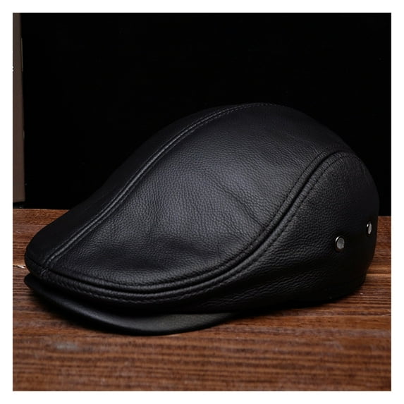 Adjustable Structured PU New Men Women Beret Hat Cap Geunine Leather ...