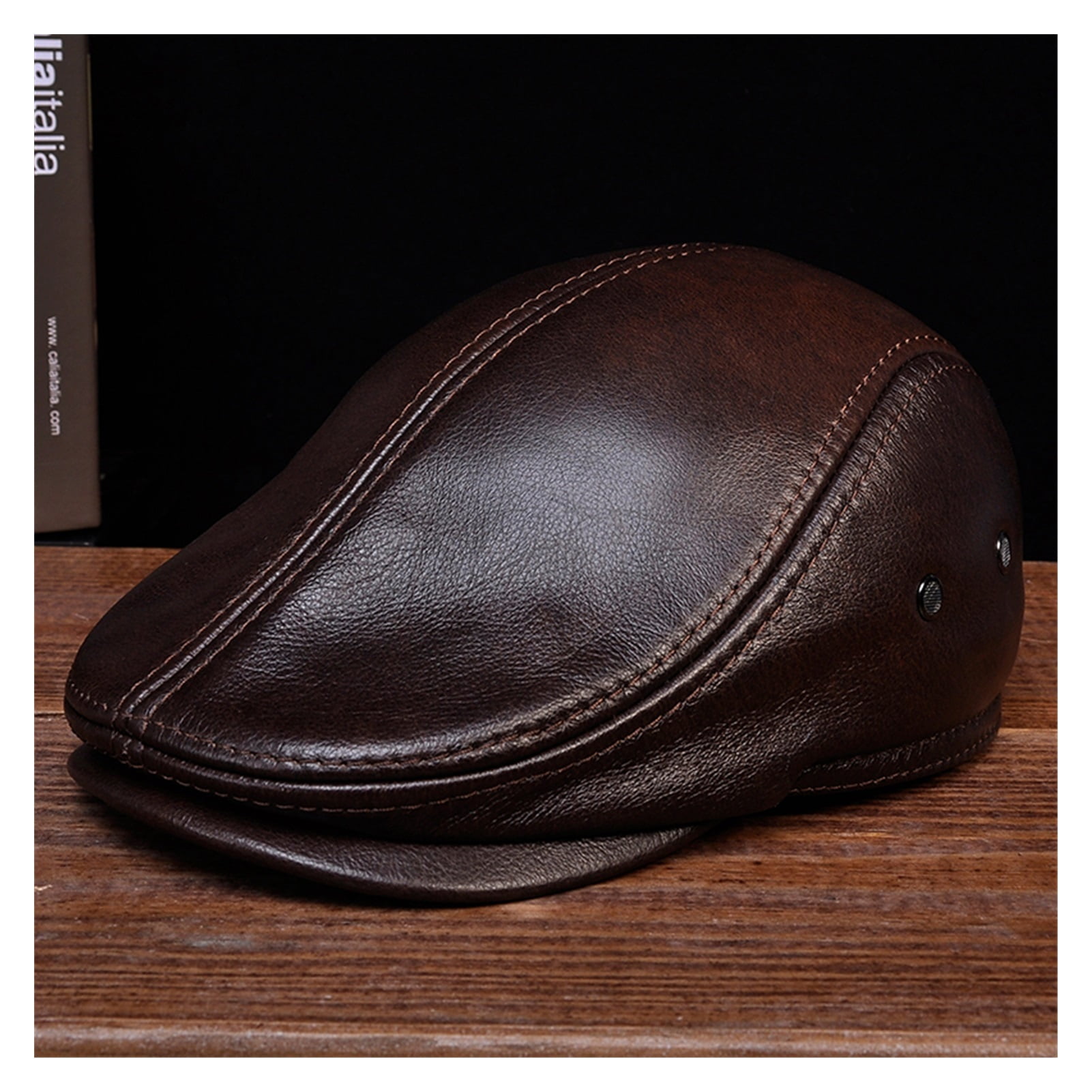 Adjustable Structured PU New Men Women Beret Hat Cap Geunine Leather ...