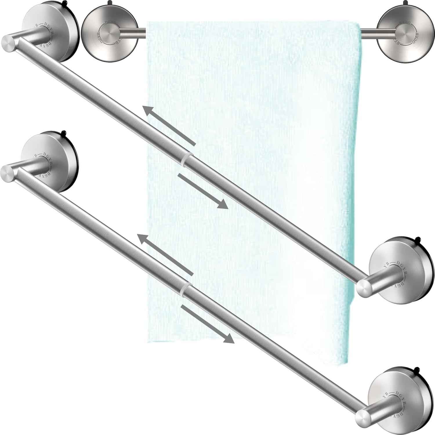 Adjustable Suction Cup Towel Bar for Bathroom 14 Inch ~ 27 Inch Set of ...