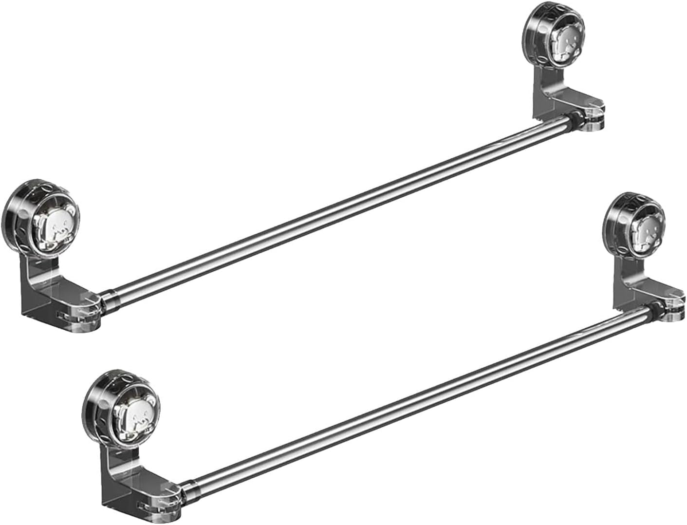 Adjustable Suction Cup Towel Bar - No Drill Retractable Shower Rod with ...