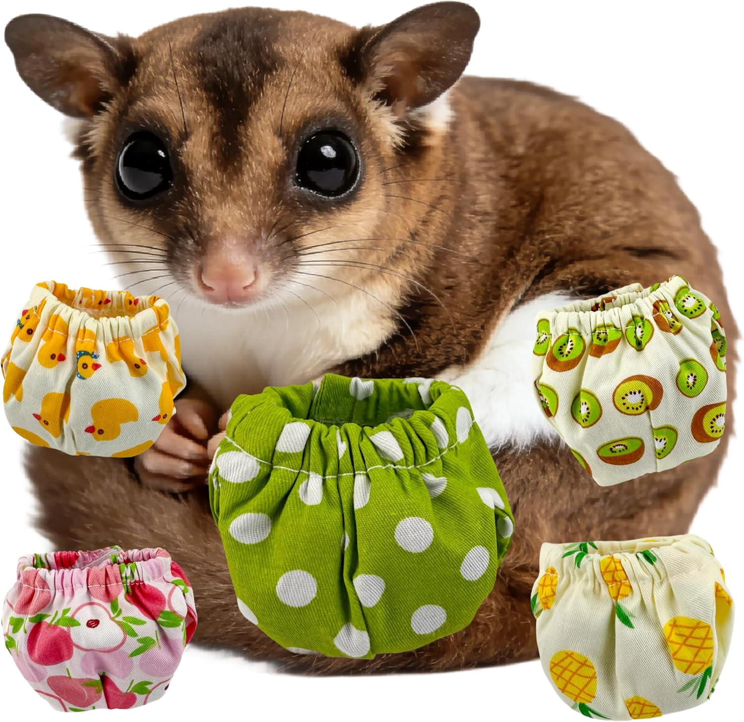 Adjustable Sugar Glider Diapers 5PCs Cute Reusable Washable Nappy Cloth ...