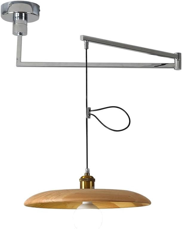Adjustable Swing Arm Pendant Light Kitchen Rustic Wood Hanging Ceiling ...