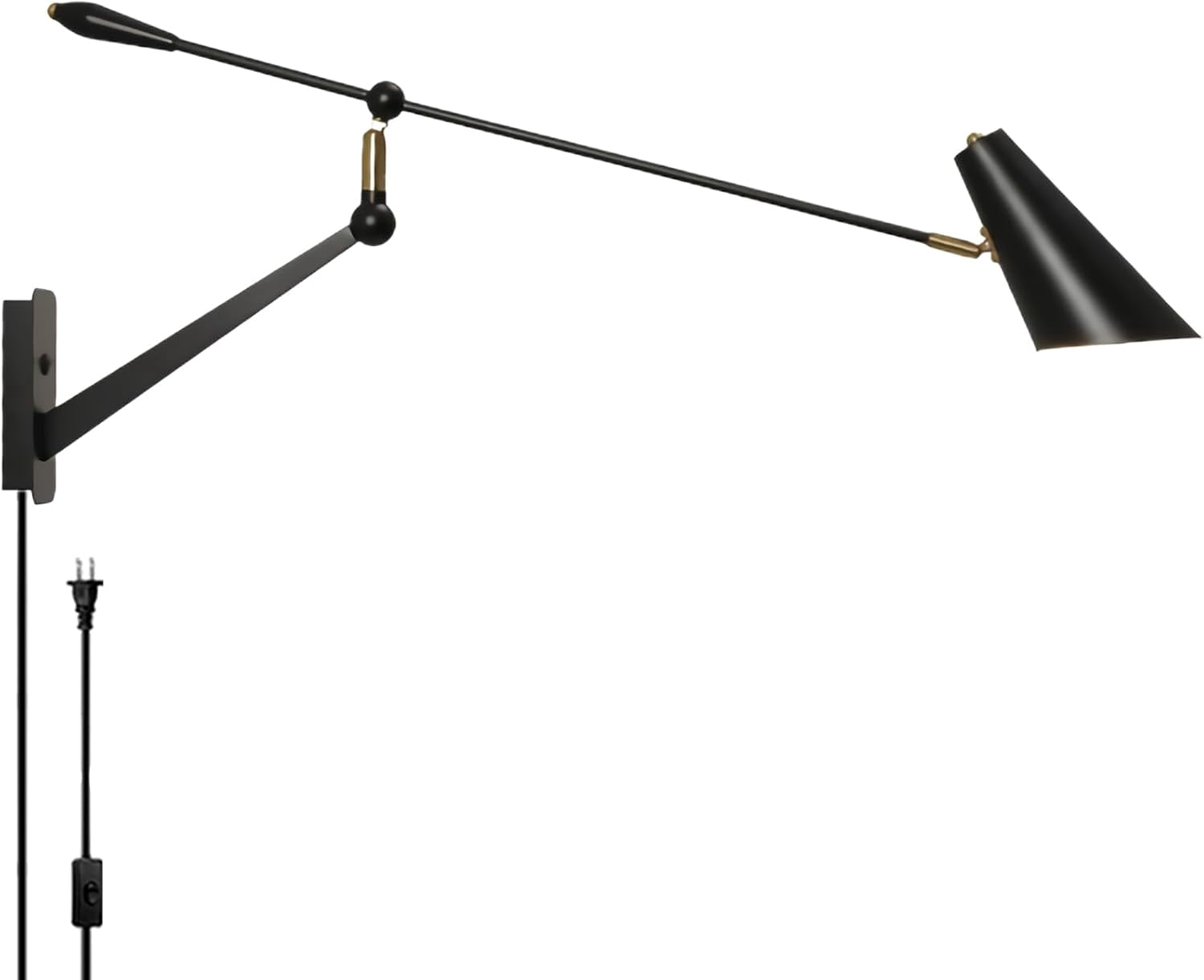 Adjustable Swing Arm Wall Sconce - 360° Rotation & Dual Power Modes ...