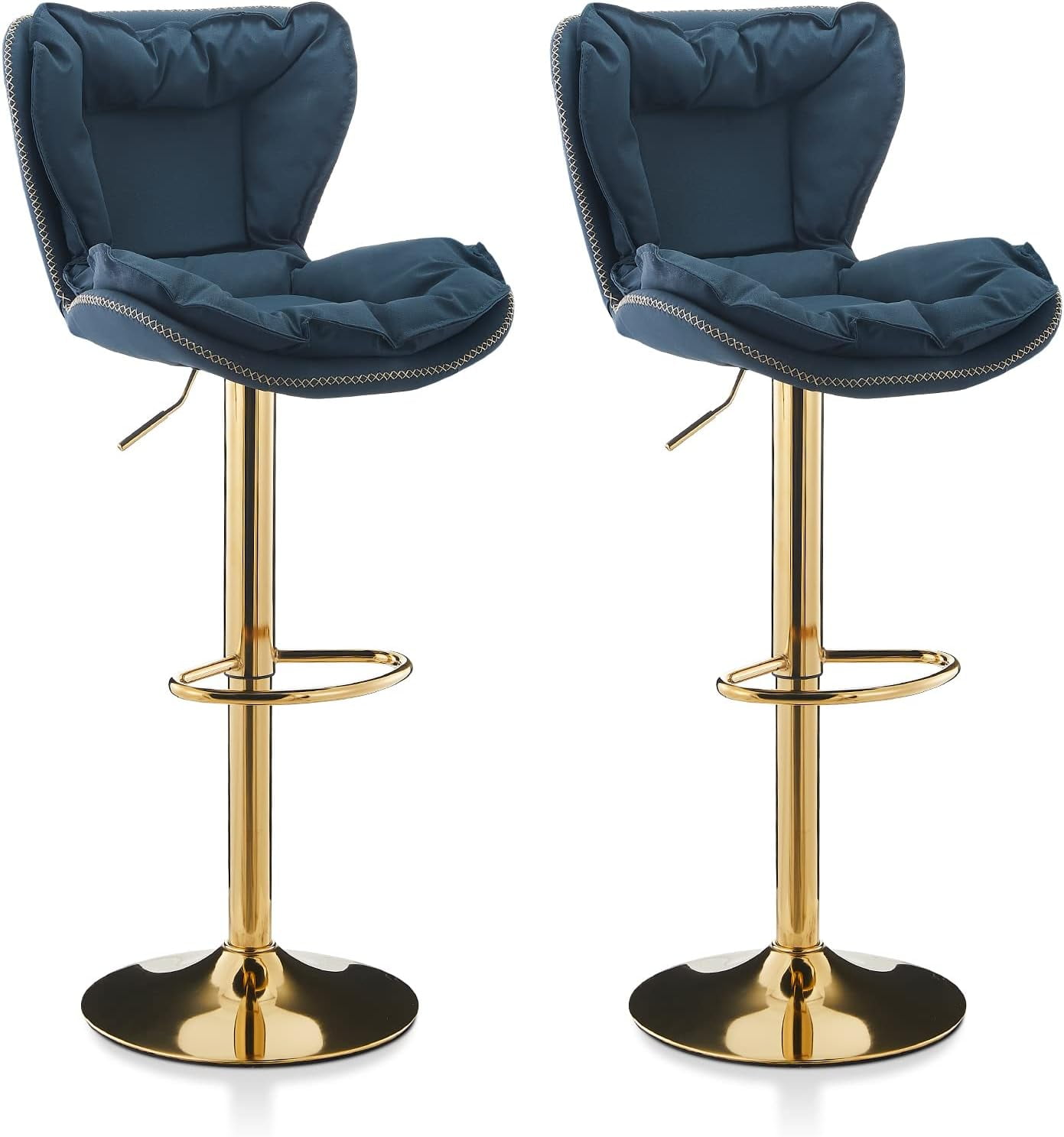 Adjustable Swivel Bar Stool with Footrest,Set of 2,PU Leather Seat ...