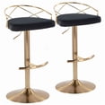 Adjustable Swivel Bar Stool Set, Black Fabric Seat on Gold Frame with T ...