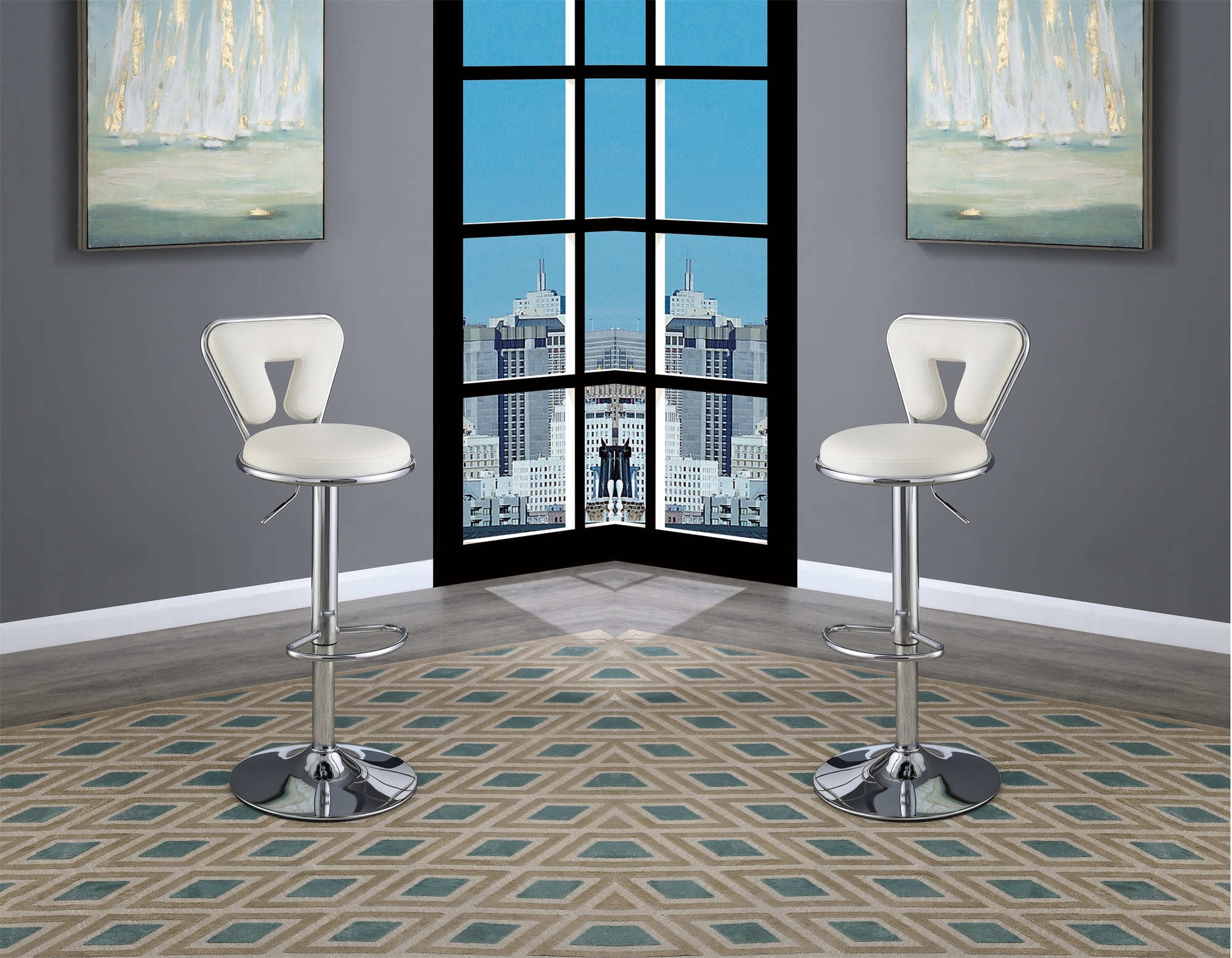 Adjustable Swivel Bar Stools, Modern Counter Height Barstools with Low ...