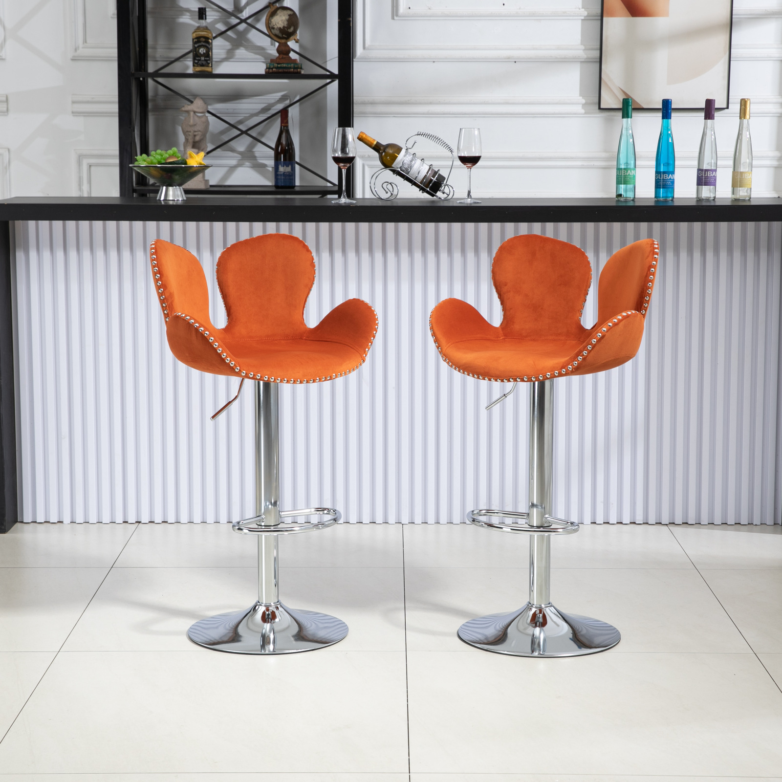 Adjustable Swivel Bar Stools Set of 2, Counter Heigh Bar Stools with ...