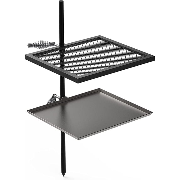 Adjustable Swivel Grill - Steel Mesh Cooking Grate with Spike Pole and ...