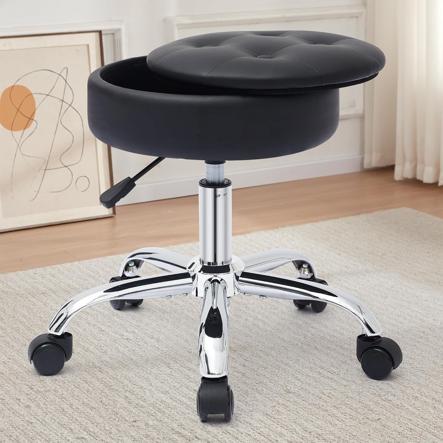 Adjustable Swivel Vanity Stool Chair for Makeup Room with Rolling ...