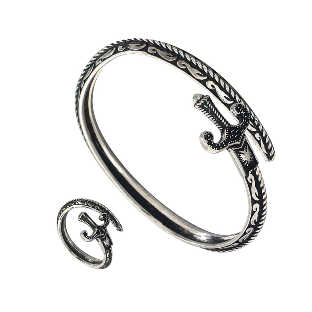 Adjustable Swords Shaped Rings Bracelet Combo Openable Accessories ...