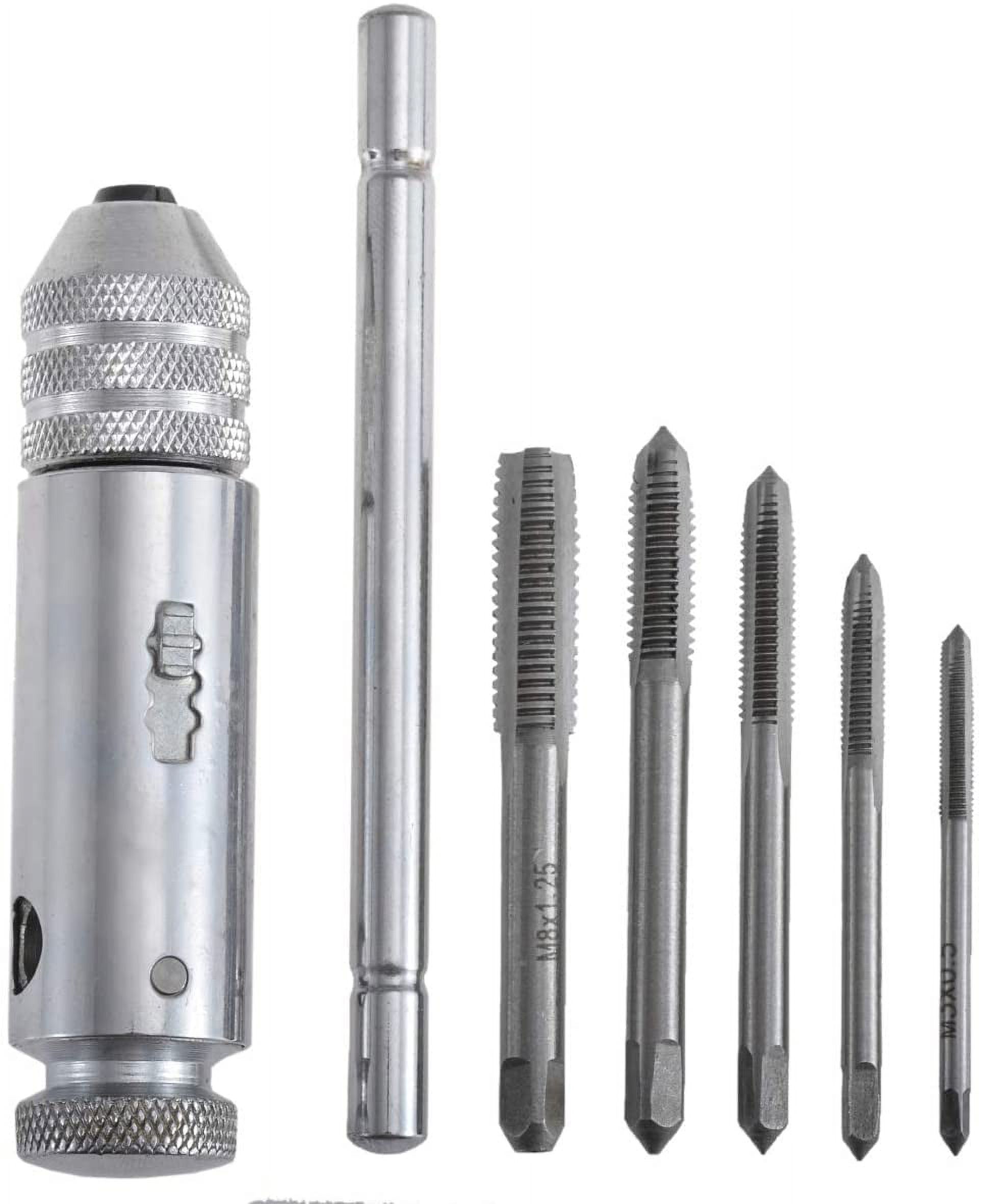 Adjustable T-Handle Ratchet Tap Holder Wrench Set, Alloy Steel, 5-Piece Set Includes M3/M4/M5/M6 ...