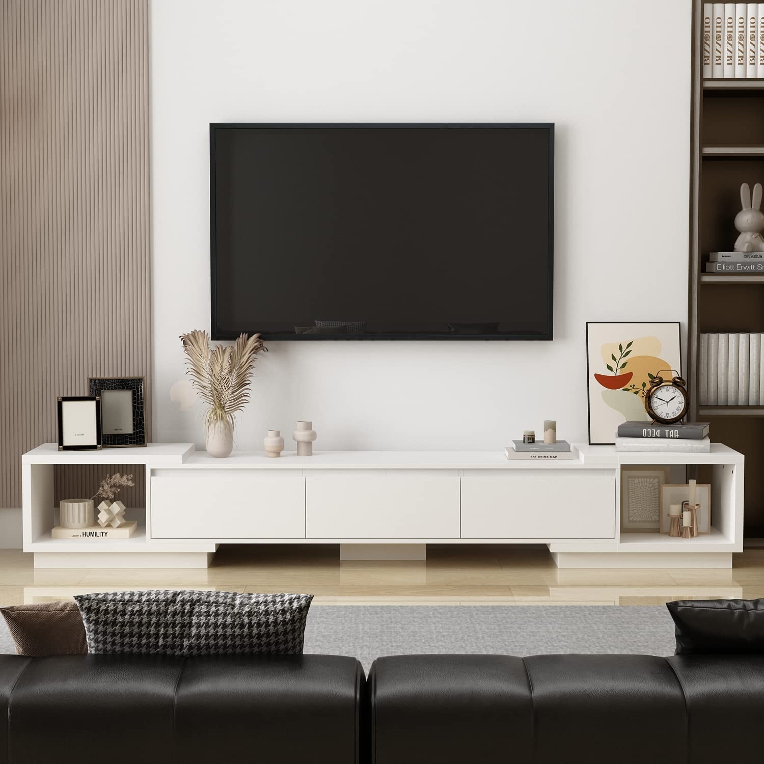 Adjustable TV Stand for 65-106 Inch TVs, Modern Wooden Media Console ...