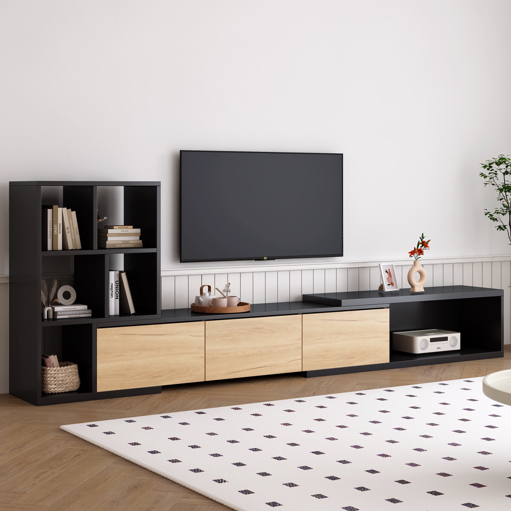 Adjustable TV Stand for 74.8'' to 126'' TVs, Modern Extendable ...
