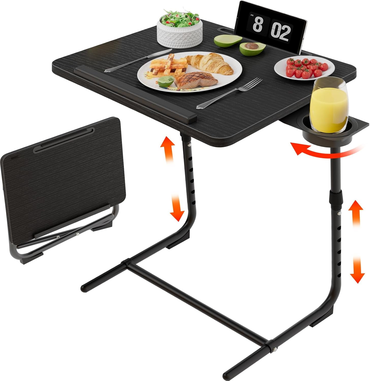 Adjustable TV Tray Black Dinner - Folding Trays for Eating On Couch ...