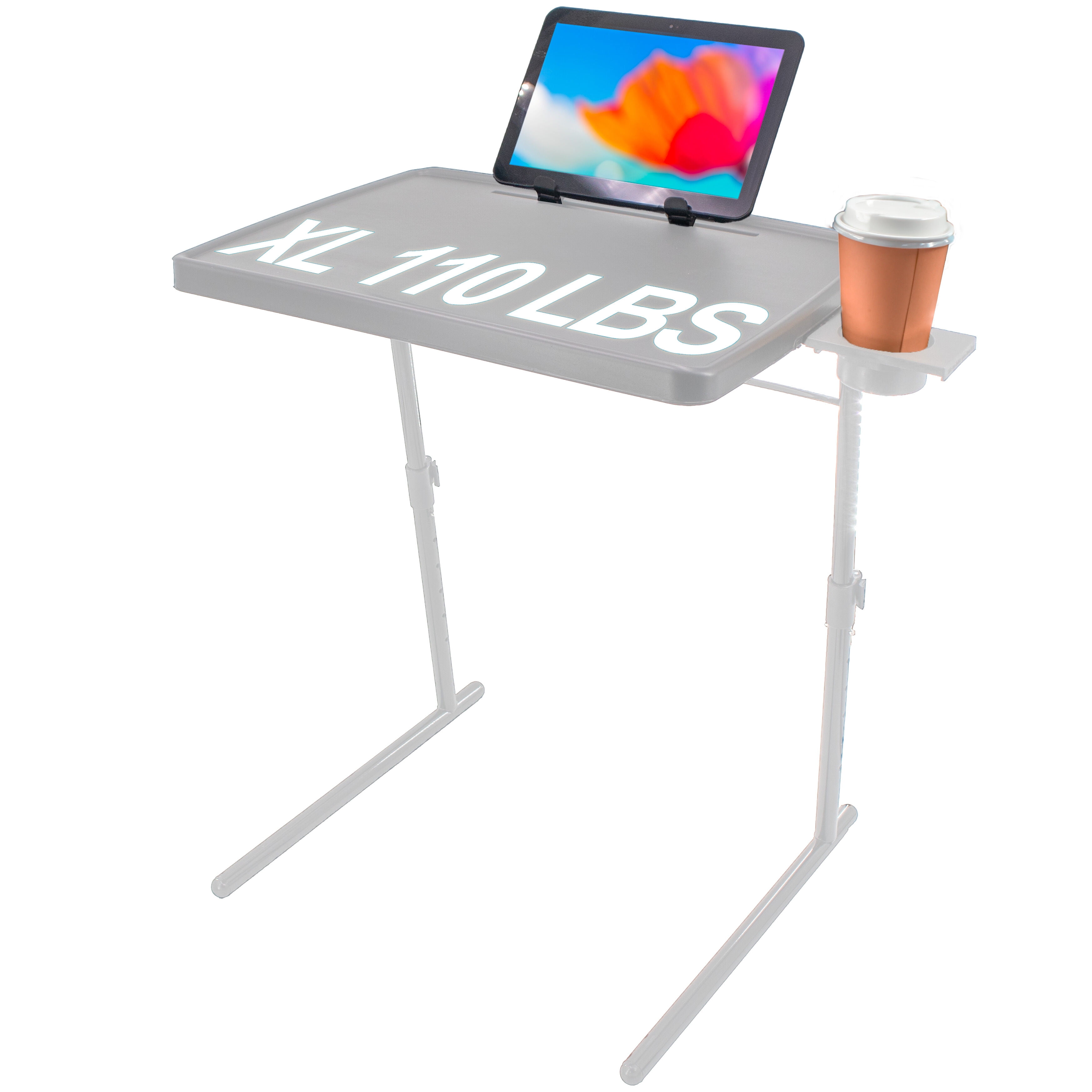Adjustable TV Tray Table - Folding, Portable, & Sturdy w/ Rotating Cup ...