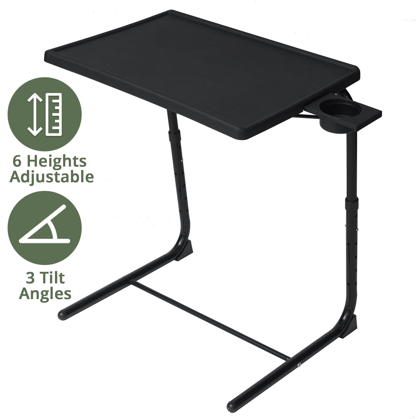 HONEIER Adjustable Black Tray Table, C-Shaped, 6 Heights & 3 Tilt ...