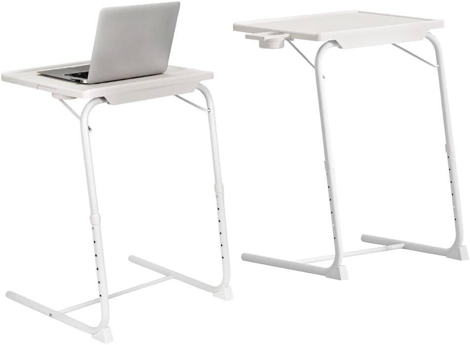 Adjustable TV Tray Table on Bed Sofa, Foldable Portable Bedside Dinner ...