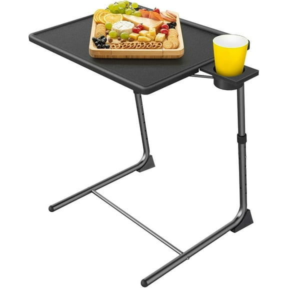 Set of 2 Folding TV Tray Tables, Adjustable TV Dinner Trays with 6 ...